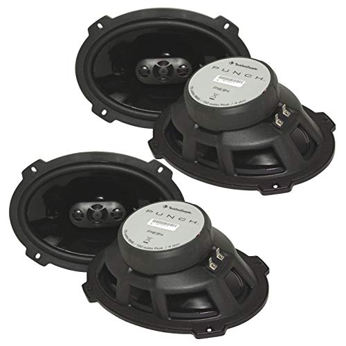 (4) Rockford Fosgate P1694 600 Watt 6x9" Punch Series 4-Way Car Audio Speakers - FlexFit basket design - OEM adapter plate included-PEI dome tweeter-Butyl midrange rubber surround