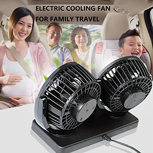 Car Cooling Fan, YYoomi Cigarette Lighter Electric 12V Car Fans with 360° Rotatable Dual Head, Automobile Vehicle Fan for Car Truck, SUV, RV, Boat, Powerful & Quiet