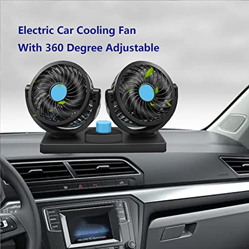 Car Cooling Fan, YYoomi Cigarette Lighter Electric 12V Car Fans with 360° Rotatable Dual Head, Automobile Vehicle Fan for Car Truck, SUV, RV, Boat, Powerful & Quiet