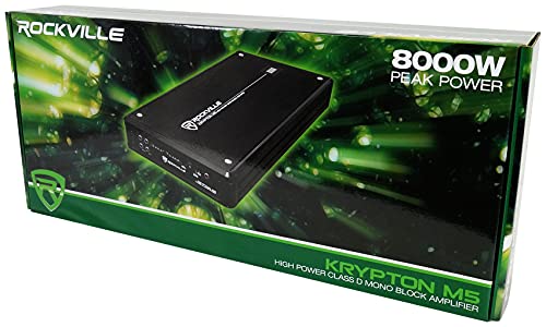 Rockville Krypton-M5 8000 Watt Peak / 2000w RMS Mono 1 Ohm Car Amplifier Amp