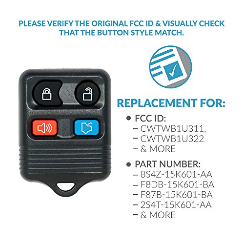 Keyless2Go Replacement for Keyless Entry Remote Car Key Fob Vehicles That Use CWTWB1U331, Self-Programming - 2 Pack