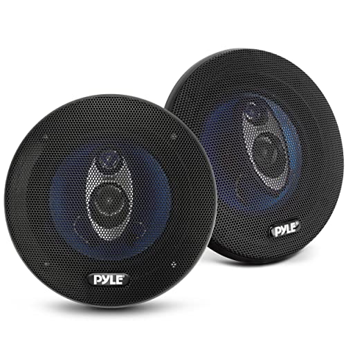 Pyle 5.25” Car Sound Speaker (Pair) - Upgraded Blue Poly Injection Cone 3-Way 200 Watt Peak w/Non-fatiguing Butyl Rubber Surround 100-20Khz Frequency Response 4 Ohm & 1" ASV Voice Coil - Pyle PL53BL