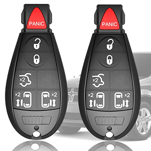 6 Buttons Remote Fob Unct Ignition Key fits 08-2016 Chrysler Town and Country, 08-2019 Dodge Grand Caravan, FCCID: M3N5WY783X 433MHZ, Pack of 2