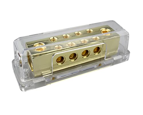 0/2 Gauge to 8 X 8 Gauge Power/Ground Distribution Block Gold Plated PD-15G