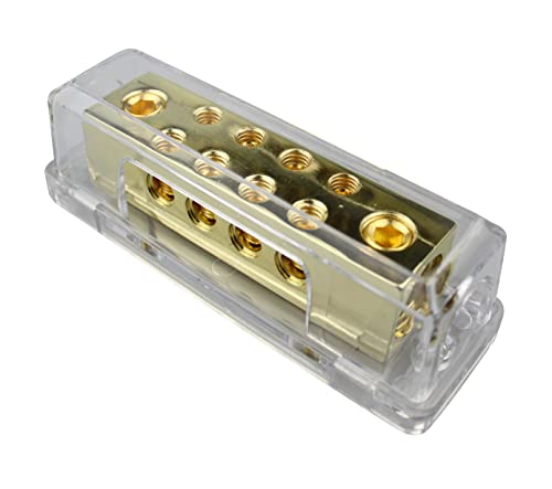 0/2 Gauge to 8 X 8 Gauge Power/Ground Distribution Block Gold Plated PD-15G