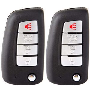 zenithike 2pcs keyless entry for smart proximity remote key fob uncut ignition keyless 4 buttons with key blade 04-09 for nissan altima maxima 350z armada for infiniti ex35 fx35 fx45 kbrastu15