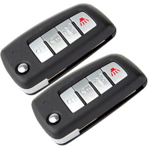 ZENITHIKE 2pcs Keyless Entry for Smart Proximity Remote Key Fob Uncut Ignition Keyless 4 buttons with Key Blade 04-09 for Nissan ALTIMA MAXIMA 350Z ARMADA for Infiniti EX35 FX35 FX45 KBRASTU15