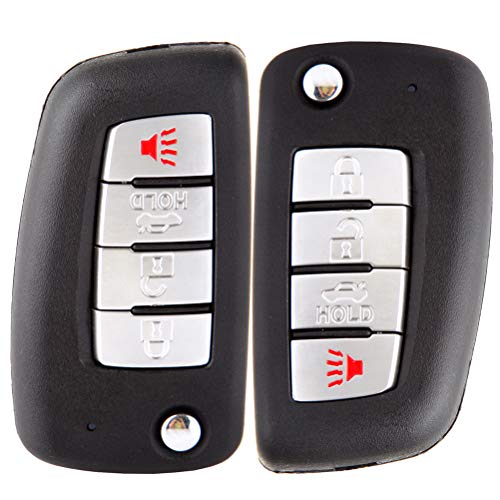 ZENITHIKE 2pcs Keyless Entry for Smart Proximity Remote Key Fob Uncut Ignition Keyless 4 buttons with Key Blade 04-09 for Nissan ALTIMA MAXIMA 350Z ARMADA for Infiniti EX35 FX35 FX45 KBRASTU15