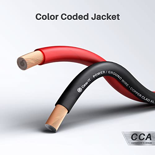 GearIT 14 Gauge Wire (100ft Each - Black/Red) Copper Clad Aluminum CCA - Primary Automotive Power/Ground for Battery Cable, Car Audio, Trailer Harness, Electrical - 200 Feet Total 14ga AWG Wire