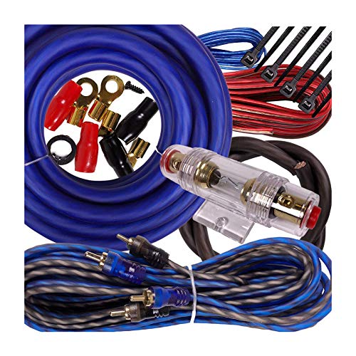 Gravity Complete 2600W 4 Gauge Amp Kit Amplifier Install Flexible Wiring Complete 4 Ga Installation Cables for Installer and DIY Hobbyist - Blue