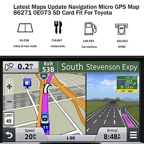 Latest Maps Updated 86271 0E073 Navigation GPS Card Compatible with Toyota Prius 4 Runner Sync USA/Canada Maps