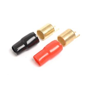 VOSAREA 2 Pairs Connectors Adapters Crimp Barrier Spades Copper Gold Plated 0 Gauge Spade Terminal Crimp for Speaker Wire Cable Terminal Plug- 0GA (Red and Black)