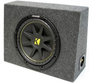 kicker bundle compatible with universal vehicle 43c104 single 10″ loaded sub box enclosure