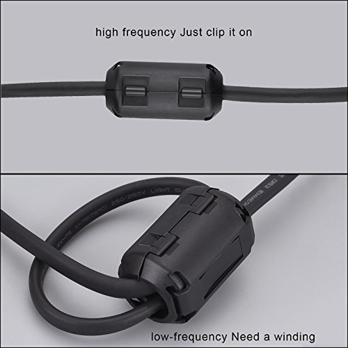 Mateda Ferrite Ring Core Ferrite Beads Clip RFI EMI Noise Suppressor Anti-Interference Cable Clip for 3.5mm/ 5mm/ 7mm/ 9mm/ 13mm Diameter Cable, Black (20)