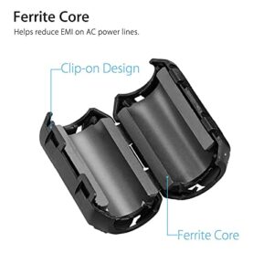 Mateda Ferrite Ring Core Ferrite Beads Clip RFI EMI Noise Suppressor Anti-Interference Cable Clip for 3.5mm/ 5mm/ 7mm/ 9mm/ 13mm Diameter Cable, Black (20)