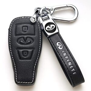 Leather Key Fob Case Cover for Infinity ,Key Holder Replacement for 2017-2018 Infiniti QX30 3-Button Keyless Entry Remote (3 Button)