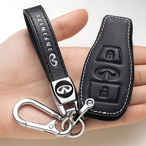 Leather Key Fob Case Cover for Infinity ,Key Holder Replacement for 2017-2018 Infiniti QX30 3-Button Keyless Entry Remote (3 Button)