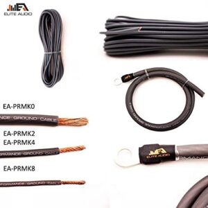 Elite Audio 4 Gauge CCA Premium Amp Kit - EA-PRMK4 Complete Amplifier Installation Wiring Kit with 20 feet 4 AWG + 2-Channel RCA Interconnects 2000W