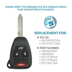 Keyless2Go Replacement for Keyless Entry Remote Car Key Vehicles That Use 4 Button OHT692427AA - 2 Pack