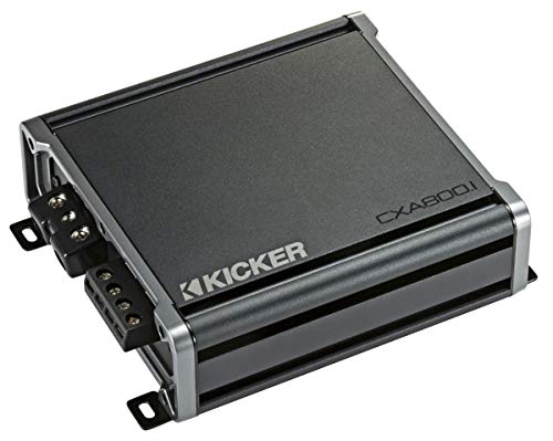 KICKER 43VCWR122 12" CompR Series Sub 500W RMS 2 Ohm Vented Loaded Subwoofer Enclosure, 46CXA8001 Class D Amp Mono 1600W Peak Sub Amp and HA-AK4 Complete 4 Gauge 1800W Amp Install Kit - Refurbished