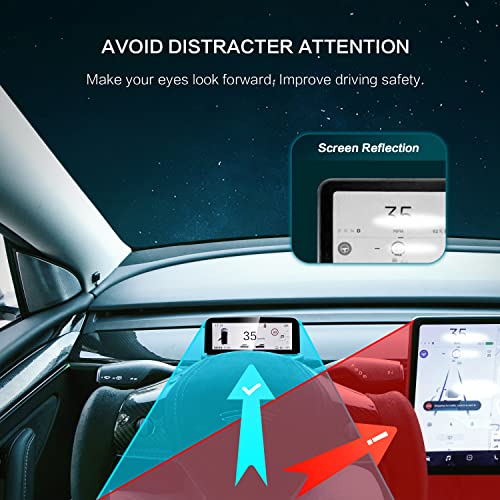 Tesla 4.6'' Head Up Ultra Mini Screen Display for Model 3/Y, Embedded Design HUD Car Dashboard LCD Smart Instrument Tesla Accessories