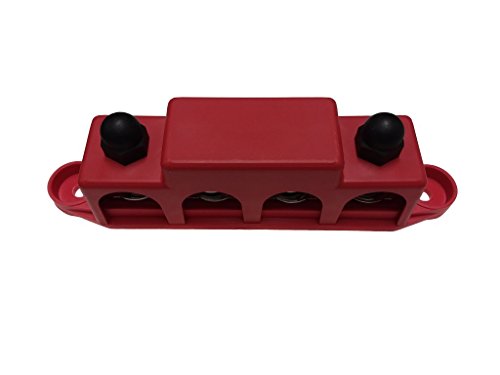 4 Way 7 Point Terminal Junction Busbar 3/8" Red