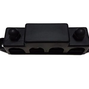 4 Way 7 Point Terminal Junction Busbar 3/8" Black