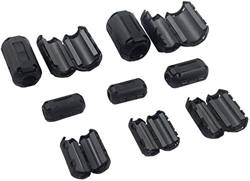 XShine (Pack of 20pcs) Clip-on Ferrite Ring Core RFI EMI Noise Suppressor Cable Clip for 3mm/ 5mm/ 7mm/ 9mm/ 13mm Diameter Cable, Black