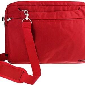 Navitech Red Sleek Water Resistant Travel Bag - Compatible with NAVISKAUTO 10.1" Portable DVD Player