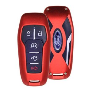 hhye0221 – red aluminium remote key fob cover for ford f-150 explorer mustang f-250 super duty lincoln mkx mkc mkz