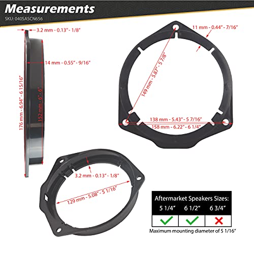 Scosche Compatible with Select 2009 to 2013 Nissan Murano, 2004 to 2015 Scion XB, 2005 to 2016 Scion TC & 2008 to 2012 Scion XD 5.25" - 6.5" Speaker Adapters (1 Pair) SASCN656