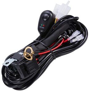 lightboss wiring harness, 2 leads 14awg 9feet 40a led fog light loom kit on/off relay switch for 12v lights work bar pods rocker laser on jeep boat trucks (wiring12vx1-1)