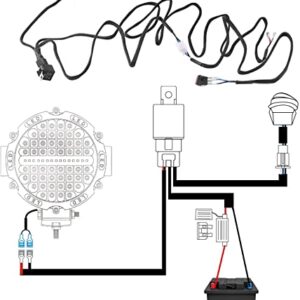 LightBoss Wiring Harness, 2 Leads 14AWG 9Feet 40A LED Fog Light Loom Kit On/Off Relay Switch for 12V Lights Work Bar Pods Rocker Laser on Jeep Boat Trucks (Wiring12Vx1-1)