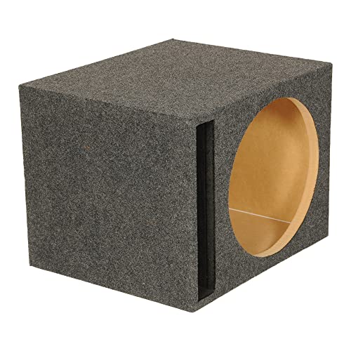 Q Power 15 Inch Heavy-Duty Single Vented Carpet Covered Durable Car Audio Vehicle Subwoofer Enclosure Woofer Box, Charcoal Gray