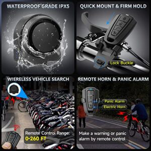 PADONOW Wireless Remote Bike Alarm: 115dB Super Loud Bicycle Vibration Motion Sensor Siren Anti Theft Security System Motorcycle Alarm Waterproof USB-C Rechargeable Multipurpose Vehicle Alert Device