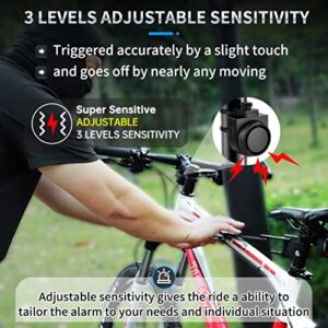 PADONOW Wireless Remote Bike Alarm: 115dB Super Loud Bicycle Vibration Motion Sensor Siren Anti Theft Security System Motorcycle Alarm Waterproof USB-C Rechargeable Multipurpose Vehicle Alert Device