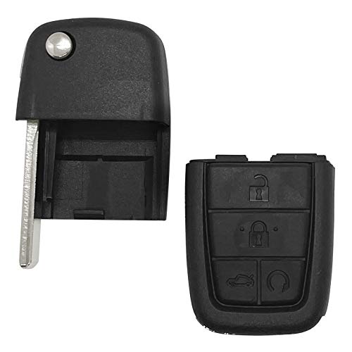 AutoKeyMax Flip Key Fob Case Shell ONLY Replacement for Pontiac G8 2008 2009 5 BTN Panic Remote Fold Black (1)