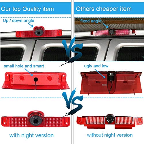 Navinio Super HD 1280*720 Pixels Car Third Roof Top Mount Brake Lamp Camera Brake Light Rear View Backup Camera for Chevrolet Express GMC Savana Vans Exporer Vans Cargo Reverse Parking Camera