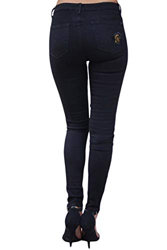 Andongnywell Women's Mid Rise Destroyed Skinny Jeans Colombian Design (Black,Medium)