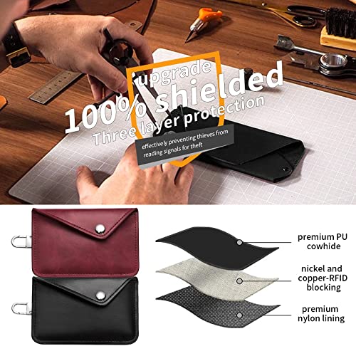 YZHIDIANF 2023 Premium Leather Faraday Key Fob Protector-2 Pcs Stop Thieves from Keyless Car Theft, RFID Signal Blocke Pouch Anti-Theft,Hacking,Spying