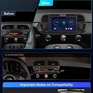 XTRONS Single Din Car Stereo Android 12 Car Radio Player 7 Inch Touch Screen GPS Navigation 1 Din Bluetooth Head Unit Built-in DSP Car Play Android Auto Support Backup Camera OBD2 DVR for Fiat 500