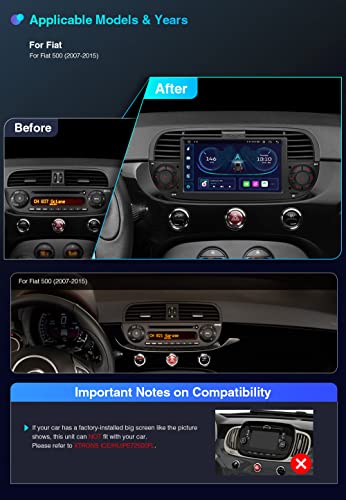 XTRONS Single Din Car Stereo Android 12 Car Radio Player 7 Inch Touch Screen GPS Navigation 1 Din Bluetooth Head Unit Built-in DSP Car Play Android Auto Support Backup Camera OBD2 DVR for Fiat 500