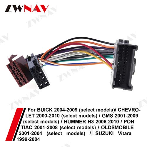 ZWNAV ISO Car Radio Wire Cable Wiring Harness Stereo Adapter Fit for Buick 2004+, Chevrolet 2000+, GMS 2001+, Hummer H3 2006+, Pontiac 2001+, Oldsmobile 2001+, Suzuki Vitara 1999+ (Select Models)