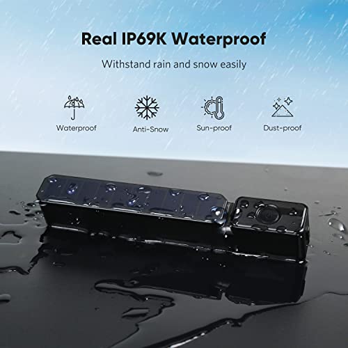 1080P Solar Wireless Backup Camera [Dual cams] , Foxpark Solar 3 Back Up Camera Systems for Car, Backup Camera Wireless 5 inch Car Monitor, IP69K Rear View Camera for Truck, Van, RV