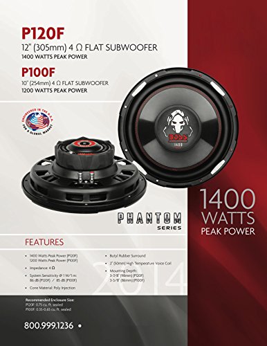 BOSS Audio Systems P120F 1400 Watt, 12 Inch , Single 4 Ohm Voice Coil, Shallow Mount Car Subwoofer