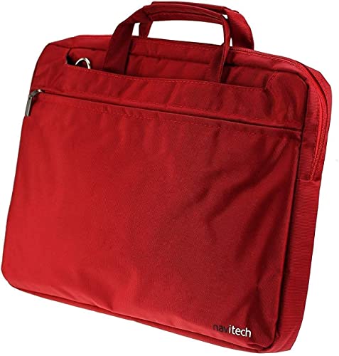 Navitech Red Sleek Water Resistant Travel Bag - Compatible with Magnavox MTFT713-BK Portable 9" DVD Player