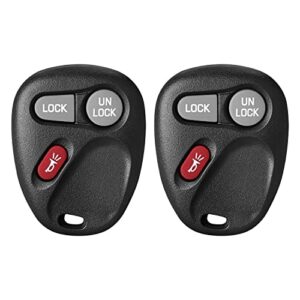 keyless entry remote control car key fob replacement for chevy s10 silverado suburban avalanche tahoe, gmc yukon sonoma sierra, cadillac escalade, 3 button koblear1xt (2 pack)