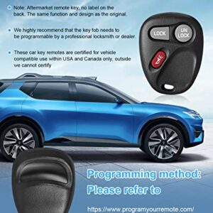 Keyless Entry Remote Control Car Key Fob Replacement for Chevy S10 Silverado Suburban Avalanche Tahoe, GMC Yukon Sonoma Sierra, Cadillac Escalade, 3 Button KOBLEAR1XT (2 Pack)