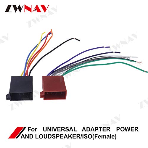 ZWNAV Universal ISO Car Radio Wire Cable Harness Stereo Adapter Connector Adaptor Plug Power and Loudspeaker (Female)