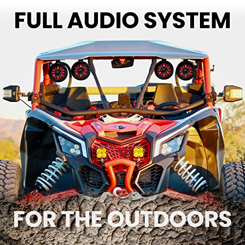 Boss Audio Systems UNI4RGB ATV UTV Marine Audio Stereo System Package – BPS4B 4 Channel Full Range Bluetooth Amplifier, 4 MRWT40 4 Inch Waketower Speakers, IPX5 Rated Weatherproof, Tweeters